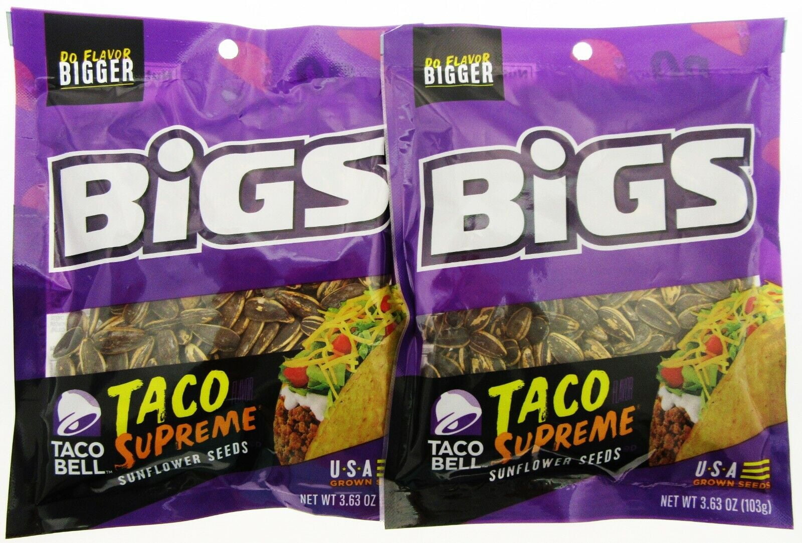 Bigs Taco Bell Taco Supreme Flavor Sunflower Seeds, 3.63oz Bag, Lot of ...