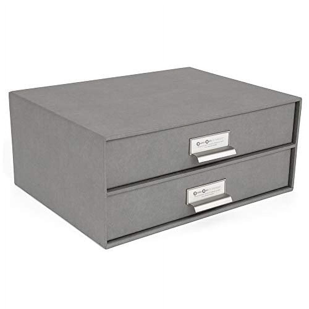 Bigso Birger 2-Drawer Fiberboard Label Frame Document Letter Box | Grey ...