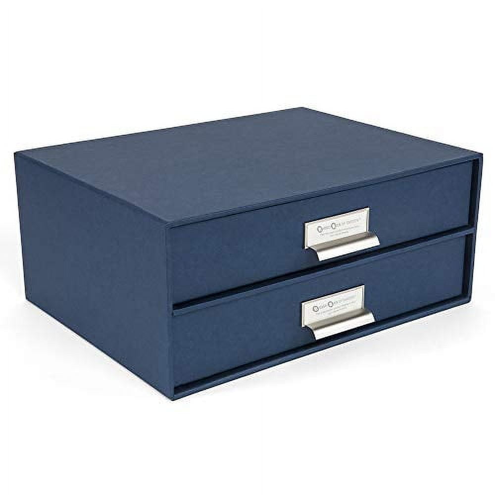 Bigso Birger 2-Drawer Fiberboard Label Frame Document Letter Box | Blue ...