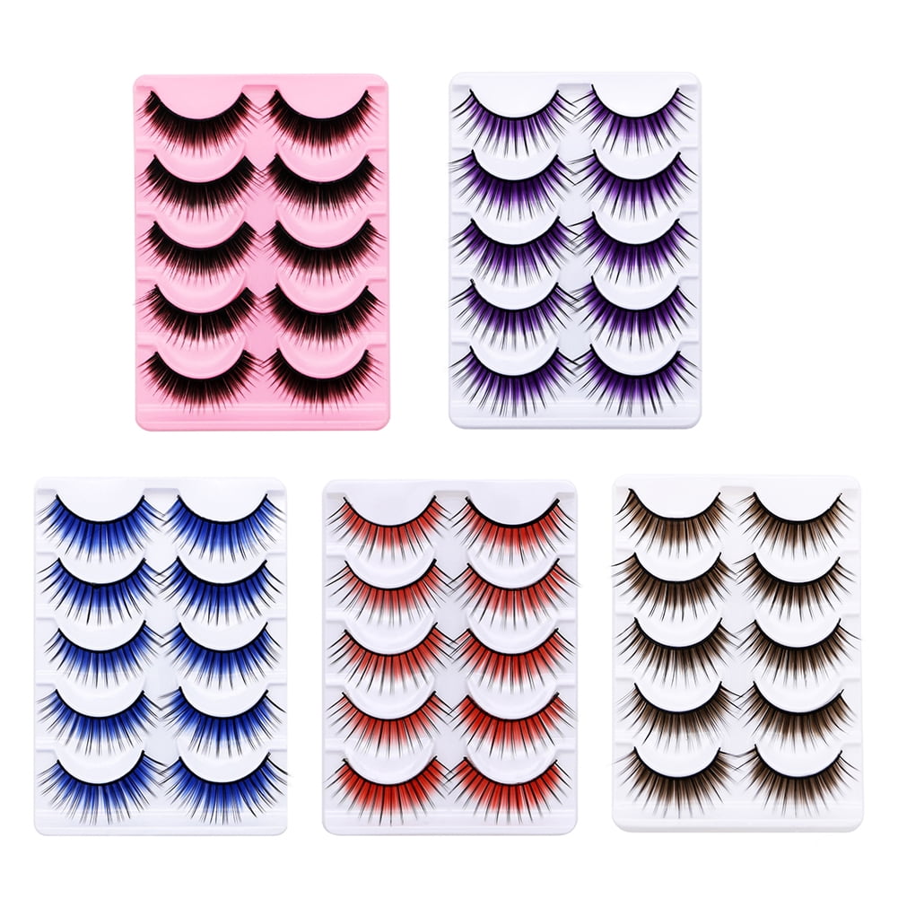 Bigstone 5Pairs Colorful Long Thick Fake Eye Lash Makeup Stage Party ...