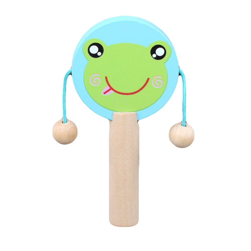 Bigstone Cartoon Animal Wooden Handheld Musical Rattle Drum Shaker ...