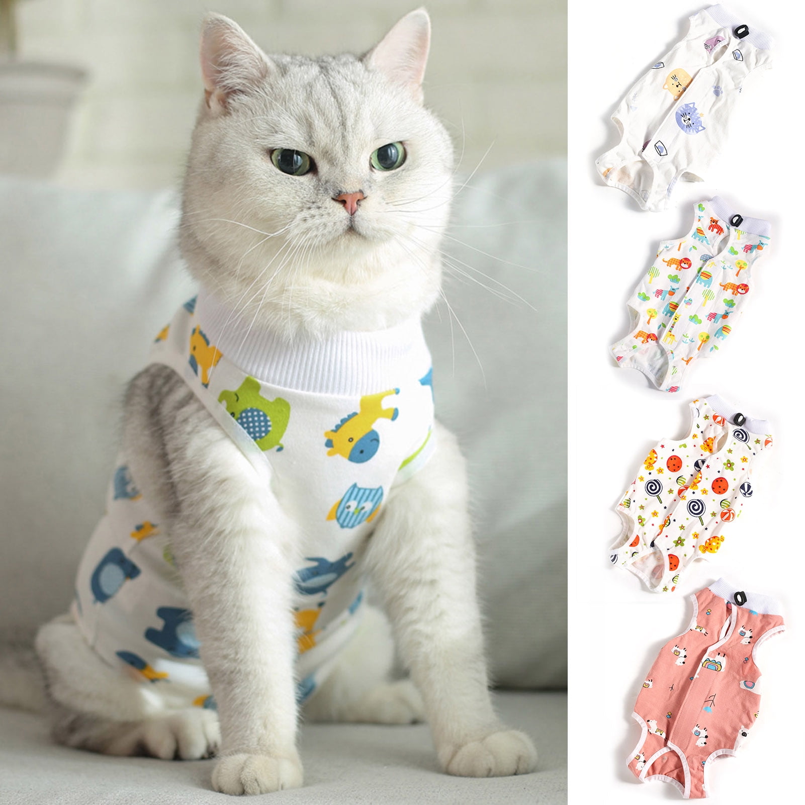 Bigstone Cat Weaning Suit Cartoon Pattern Anti-licking Skin-friendly ...