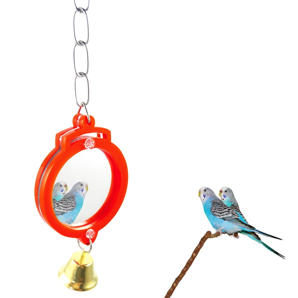 Bigstone Parrot Parakeet Bird Mirror Round Heart Shape Cage Hanging ...