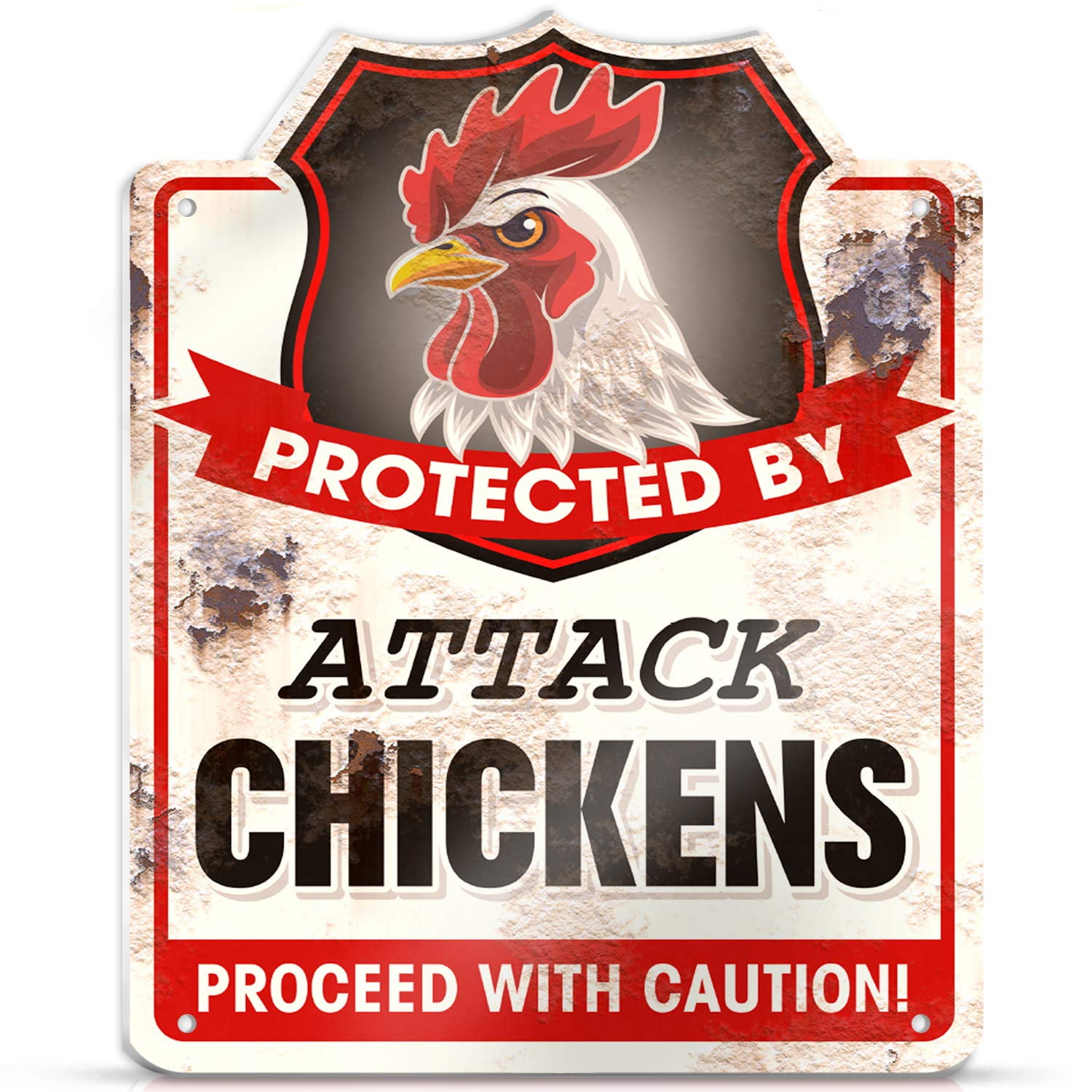 Bigtime Signs Funny Attack Chickens Grunge PVC 9"x12" | Outdoor Home ...