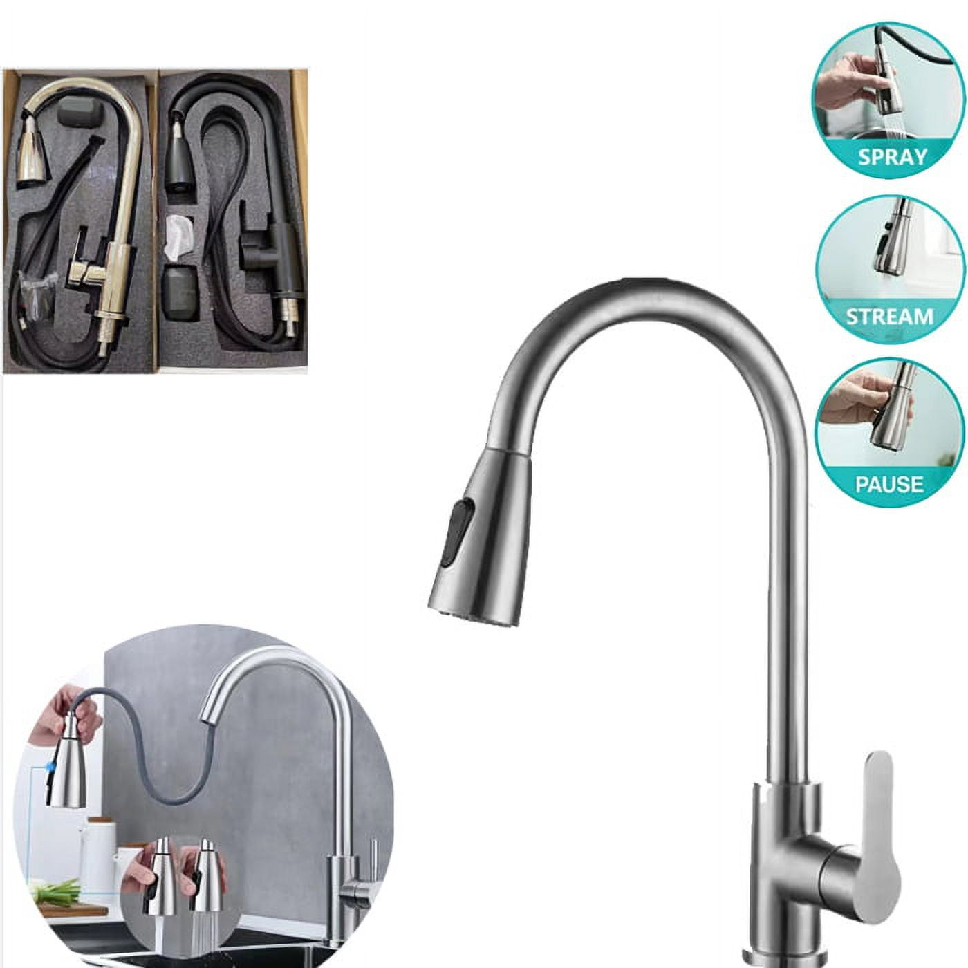 Biguy Kitchen Faucet with Pull Down Sprayer, High Arc Single Handle ...