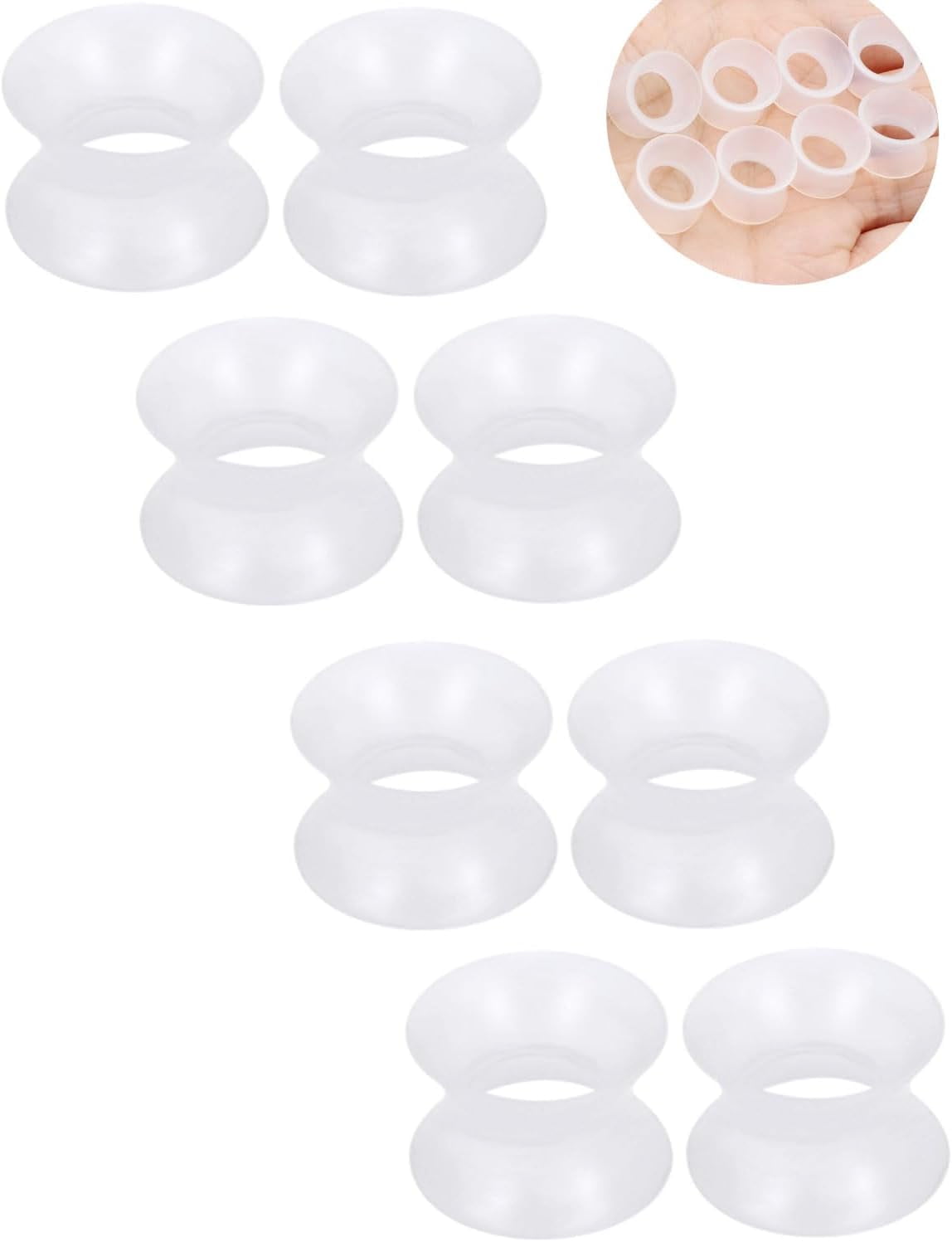 10G-50Mm Clear Silicone Gauges For Ear Double Flared Ear Gauges Tunnels ...
