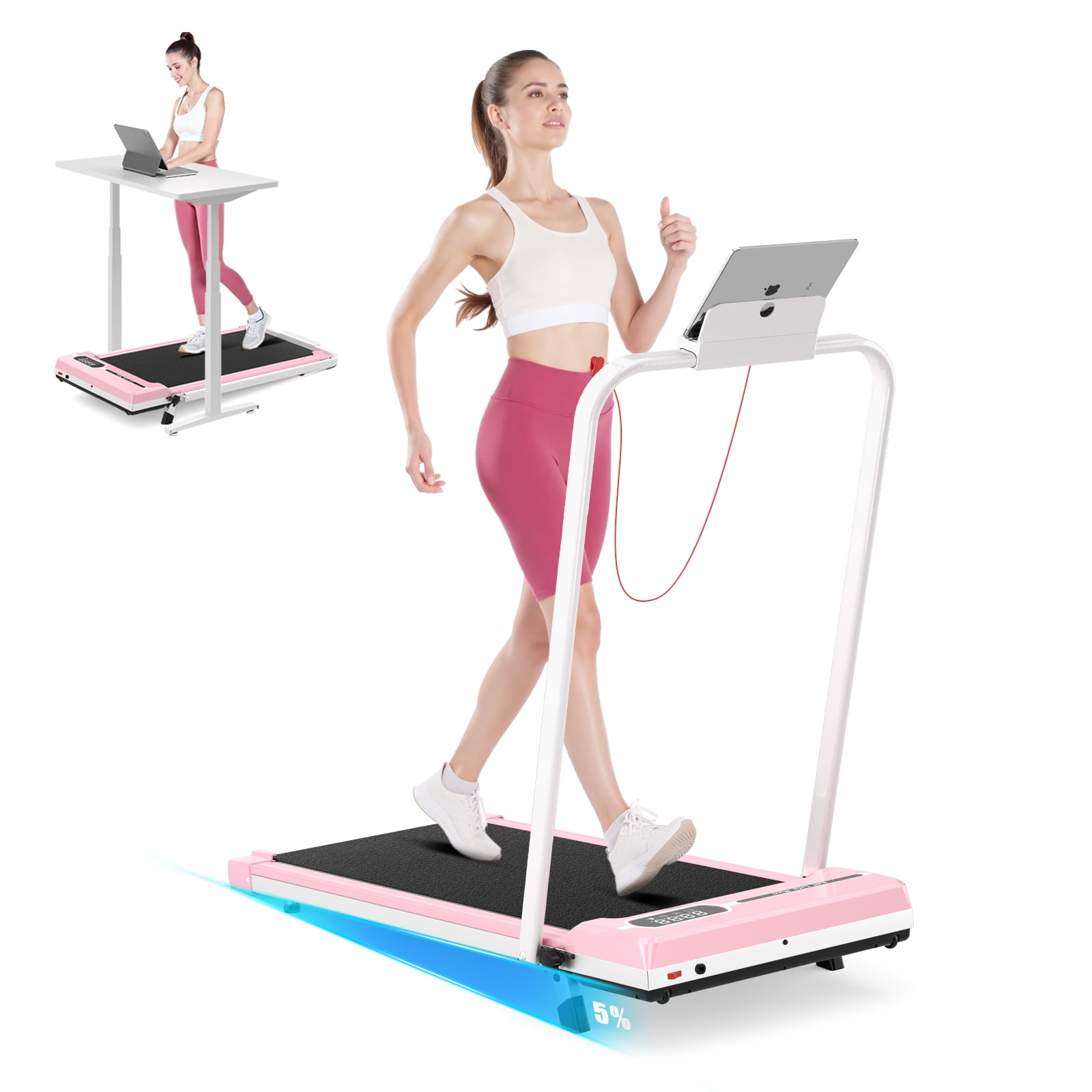 Bigzzia 2 in 1 Foldable Treadmill, Under Desk, Home/Office, LCD, Remote ...