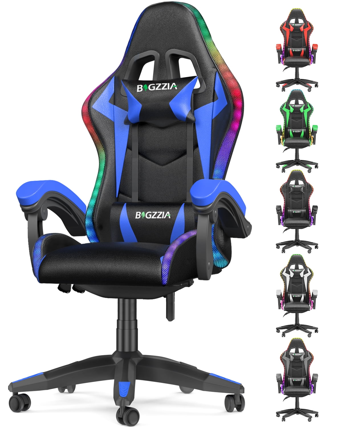 Bigzzia Gaming Chair with LED Lights,Ergonomic Office Computer Chair ...