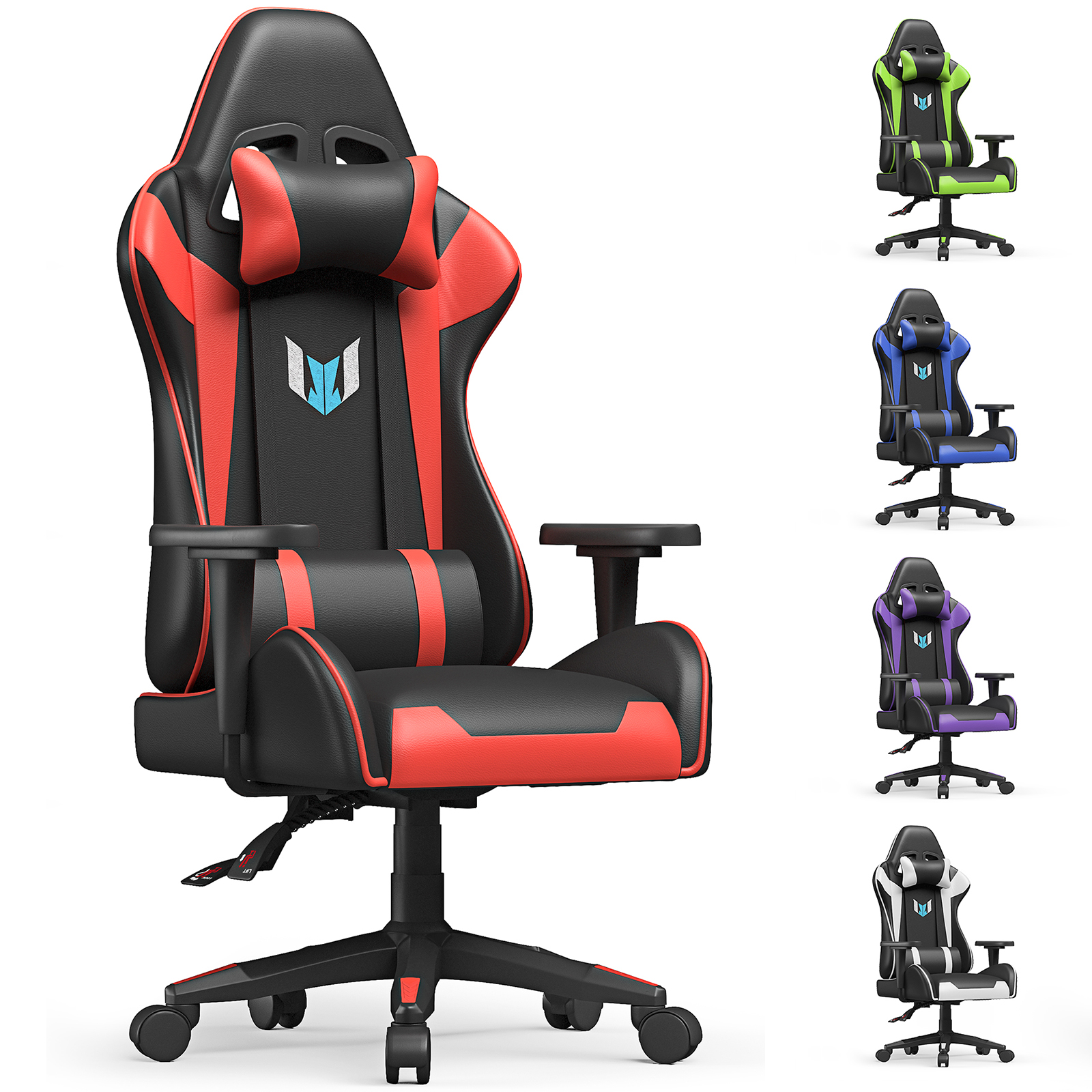 Bigzzia Gaming Chair Pu Leather Office Chair with Ergonomic Lumbar ...