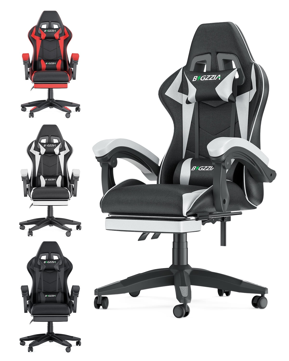 Bigzzia Swivel Gaming Chair, Ergonomic Office Chair with Footrest ...