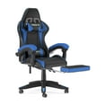 Bigzzia Gaming Chair with Footrest, PU Leather with Lumbar Support ...