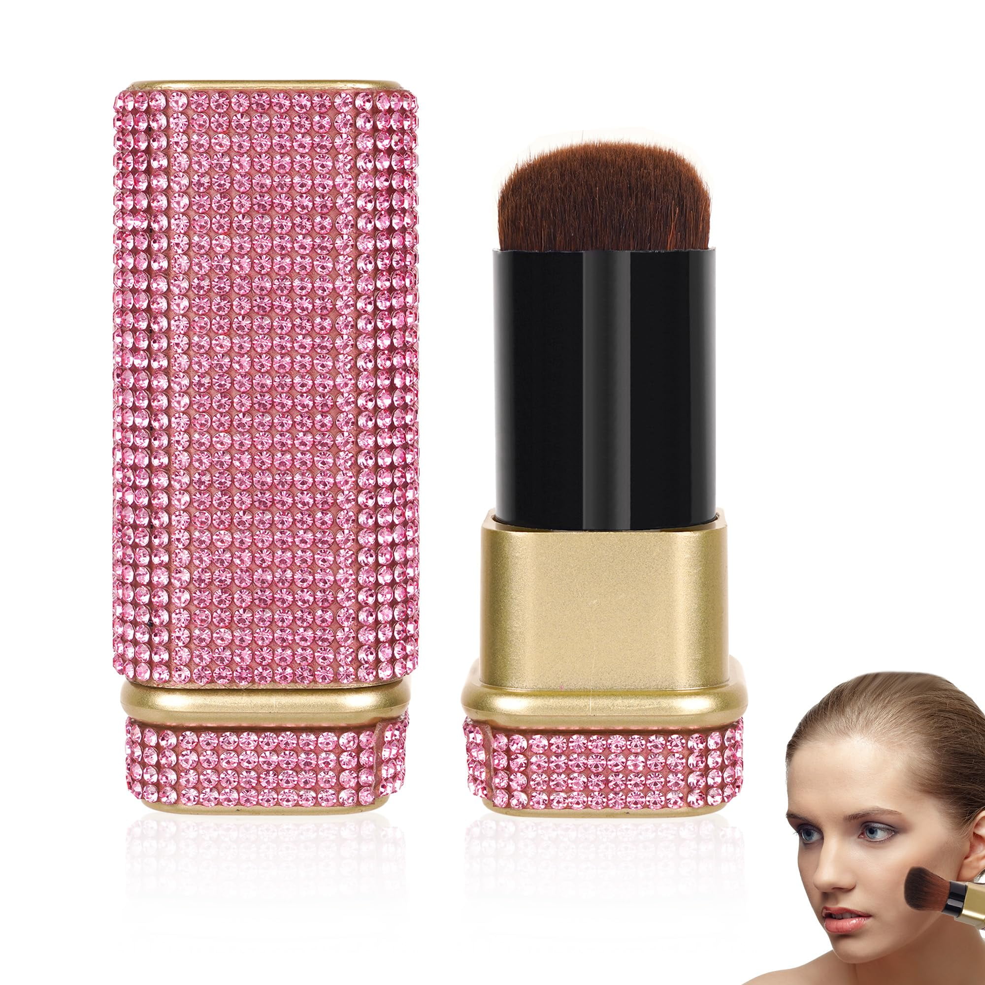 Biiange Retractable Blush Brush, OIF8 Bling Diamond Makeup Brushes ...