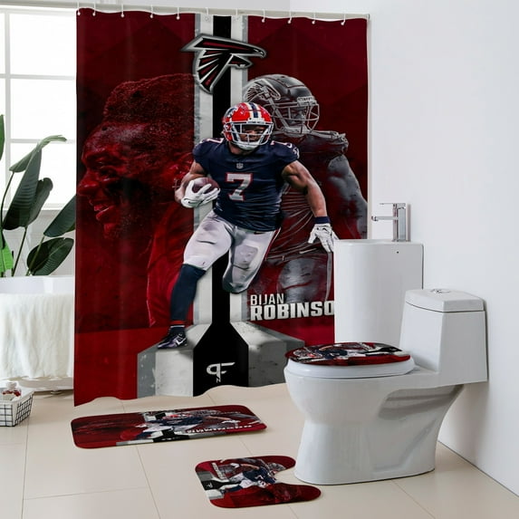 Bijan and Robinson Polyester Bath 4-Piece—Shower curtain, toilet mat ...