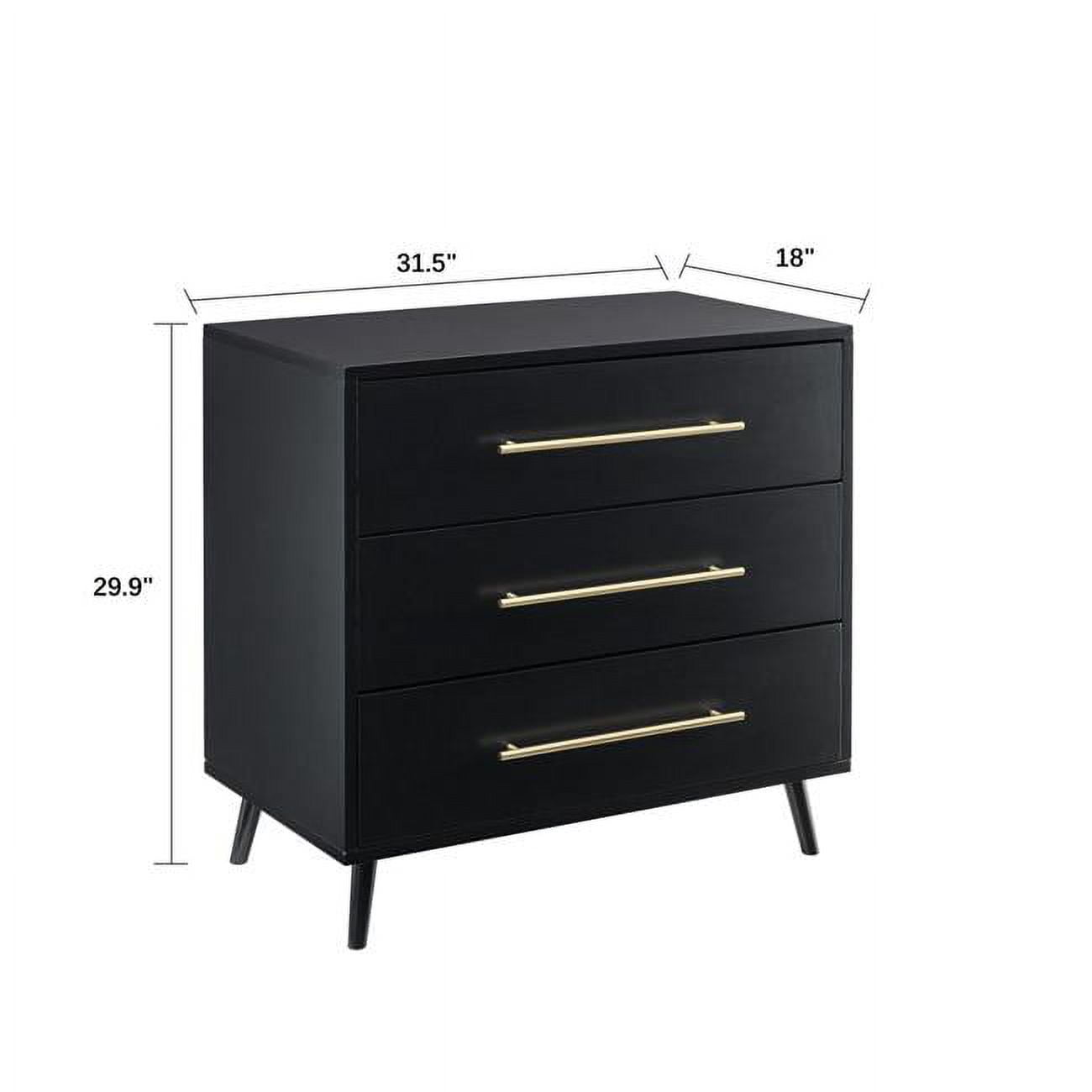 Bika Hom ST1010B Mid-Century 3 Drawer Dresser, Black - Walmart.com