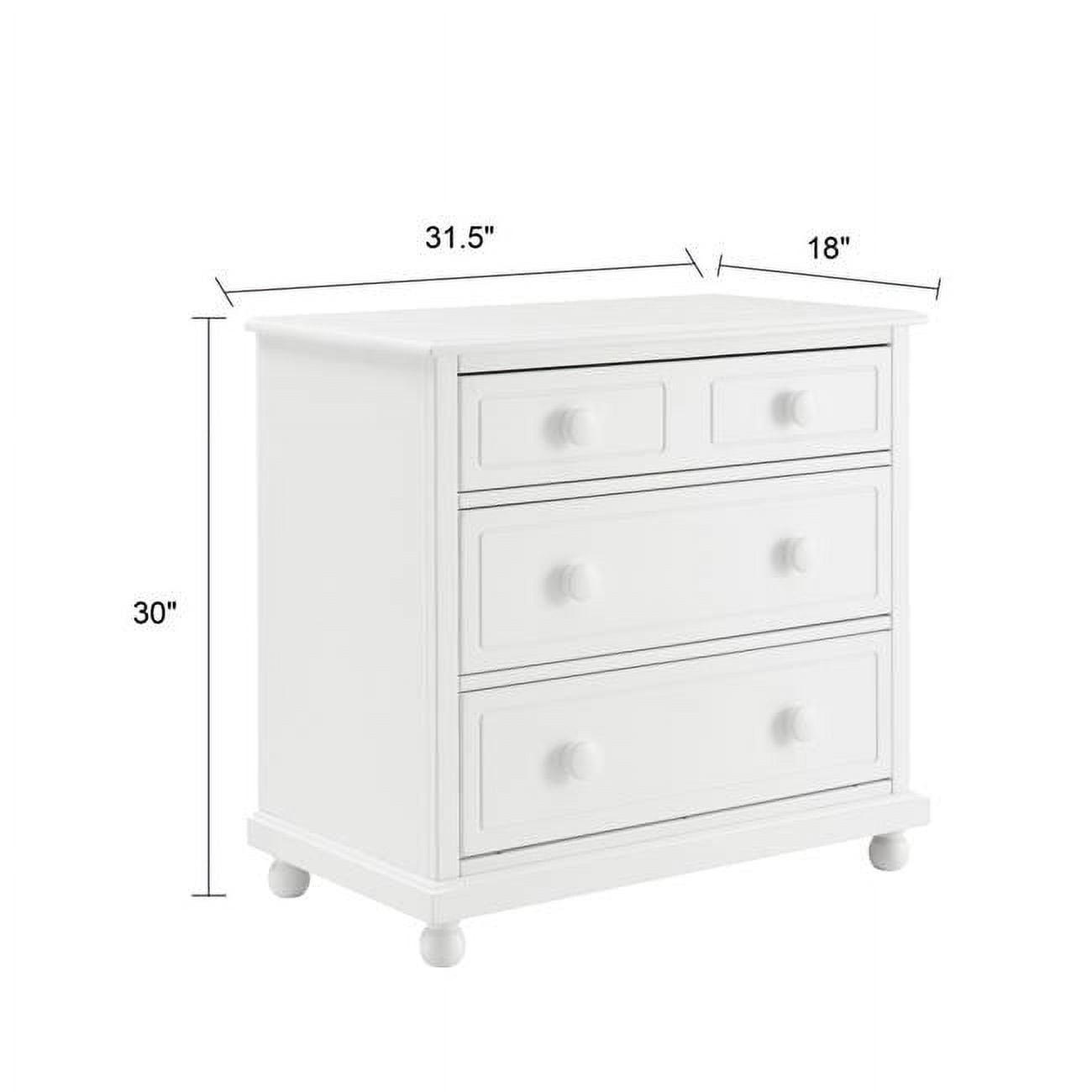 Bika Hom Modern 3-Drawer Bedroom Dresser, White, Solid Pine Wood Chest ...
