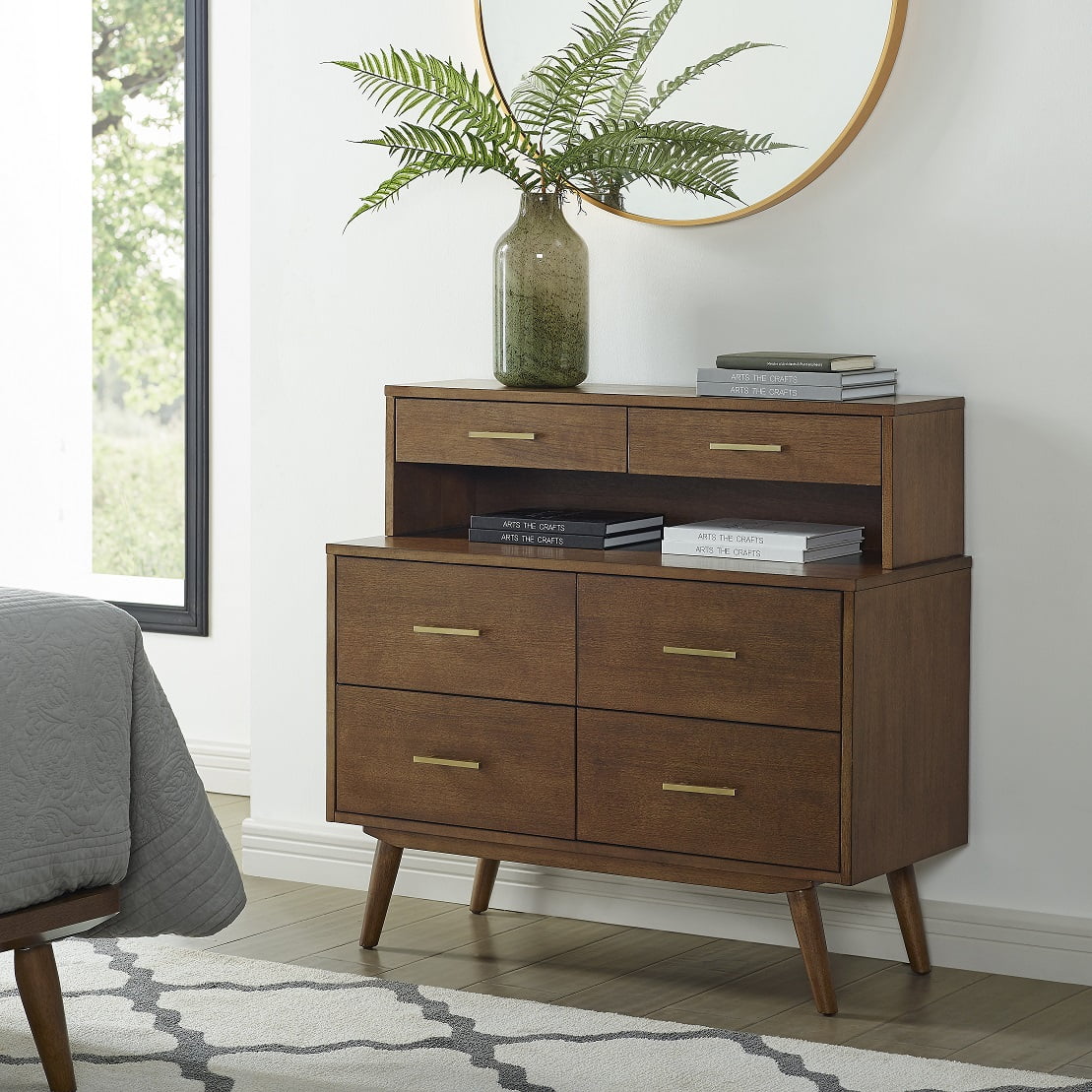 BikaHom Mia 2 Drawer Hutch in Walnut - Additional Storage for Mia 4 or ...