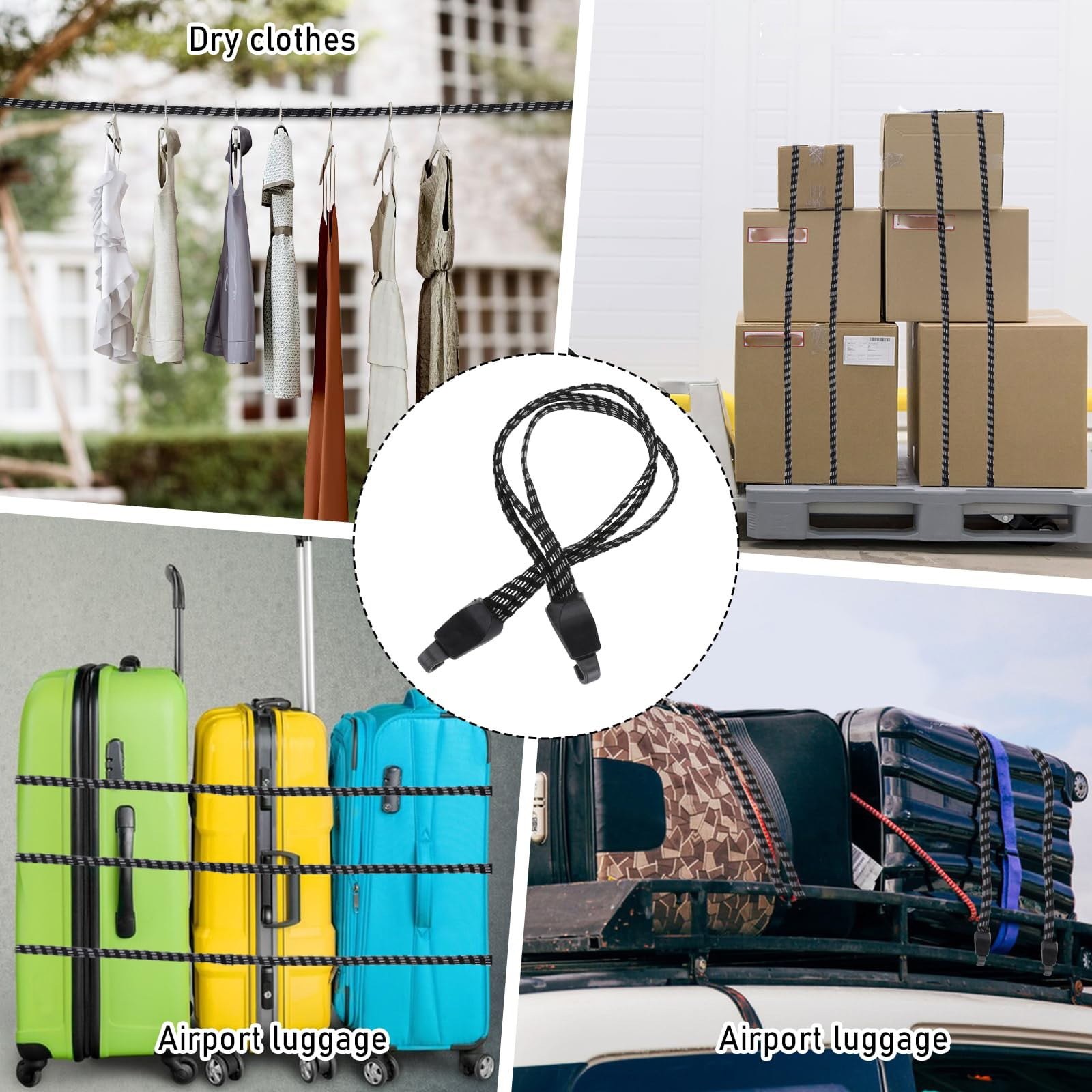 Bike Accessories Tie Down Straps With Hooks Adjustable Elastic Rope ...