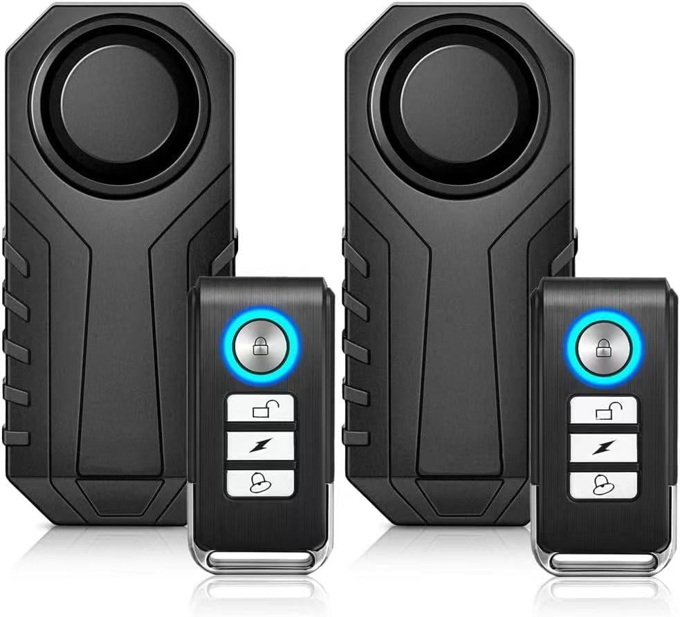 Bike Alarm with Remote 2 Pack, 113dB Wireless Anti-Theft Vibration ...