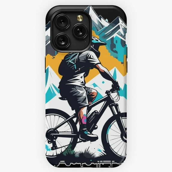 Bike Art Cyclist Riding Down Mountain Road Case for iPhone 11 12 13 14 15 16 17 Pro Max ...
