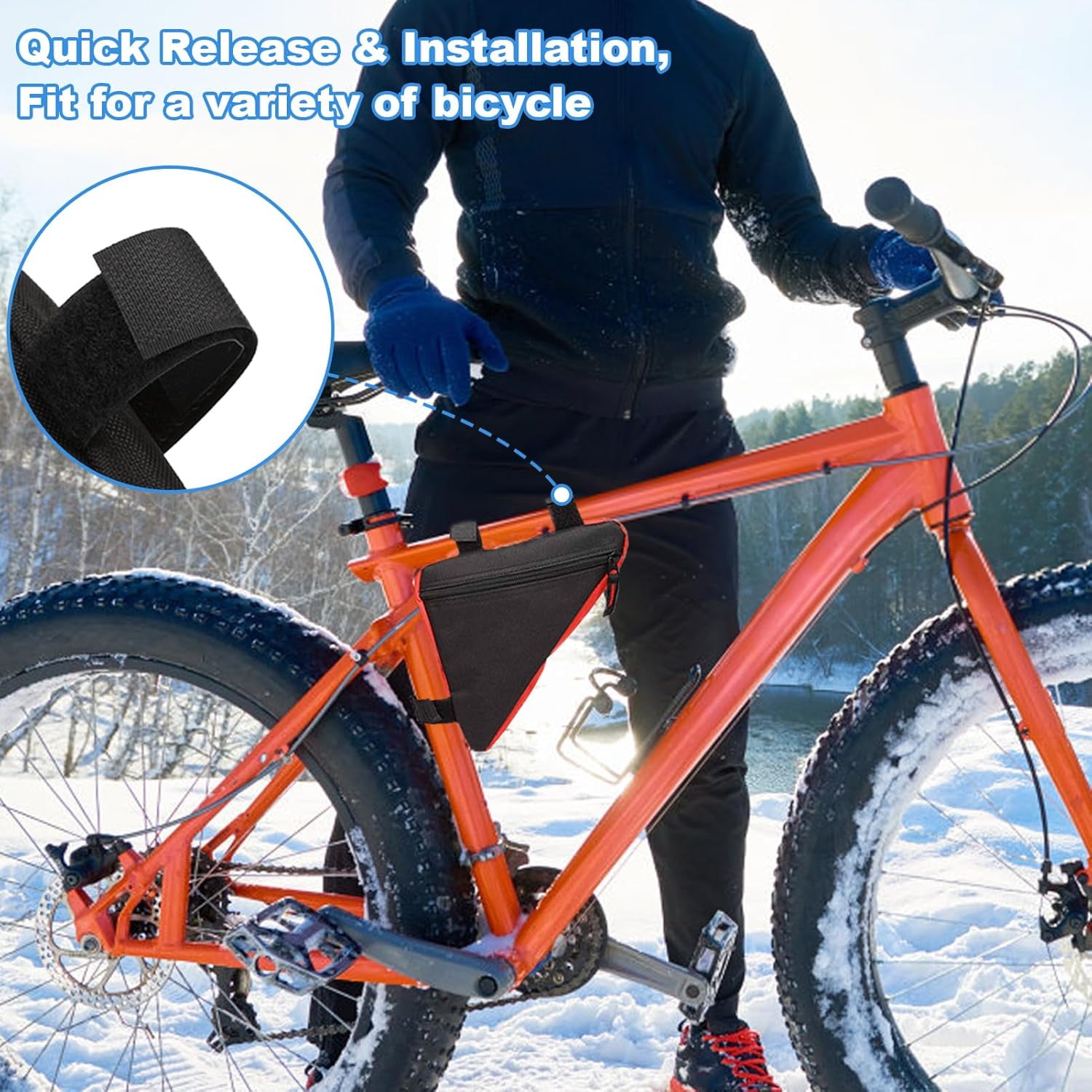 Bike Bag, Oxford Fabric Bike Triangle Frame Bag, Zipper Pocket Design ...