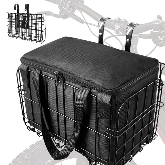 Bike Basket Front Folding Bicycle With Removable Liner Bag Quick ...