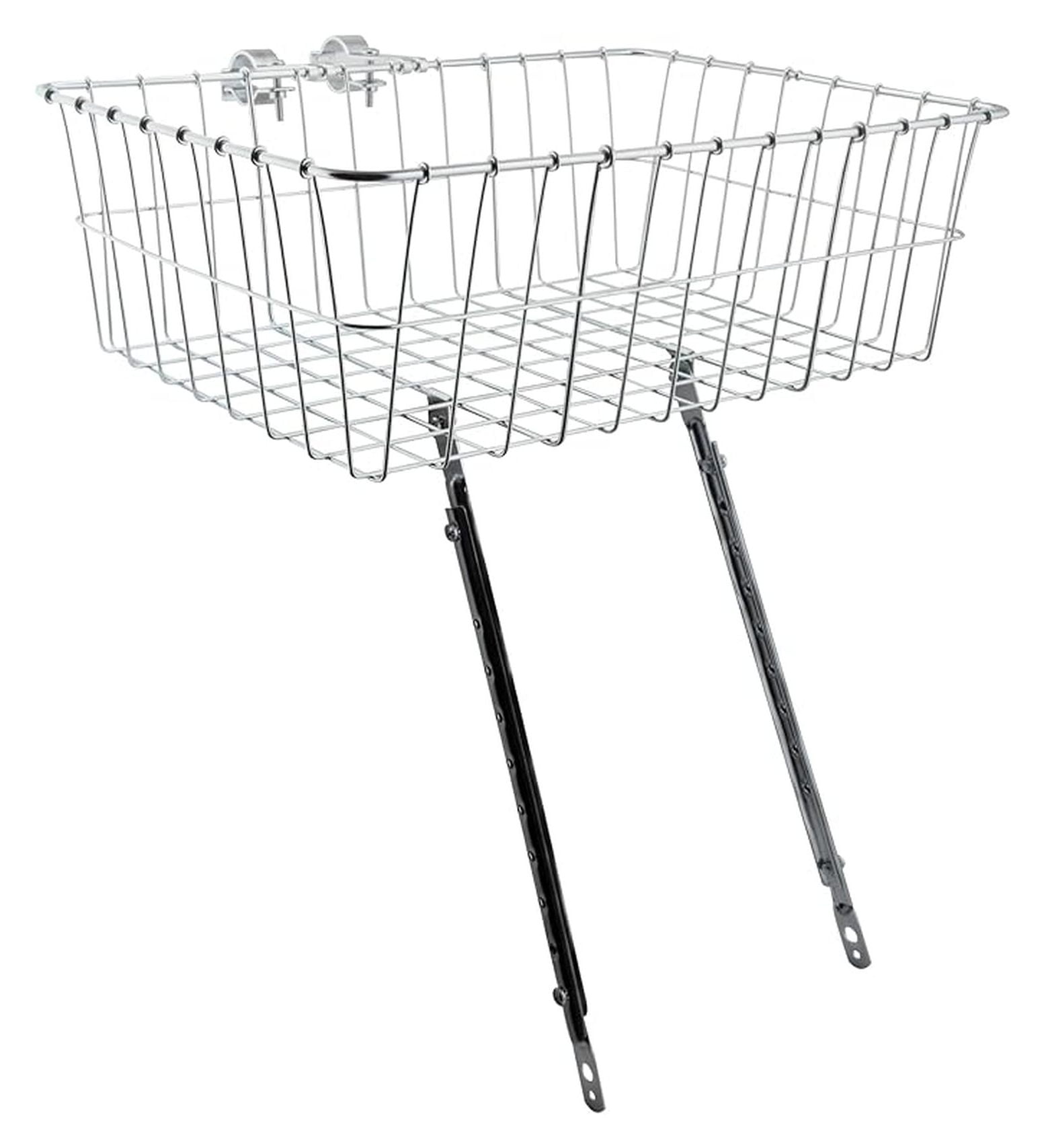 Bike Basket Front Handlebar - 1392 Standard Large Silver Bicycle Basket ...