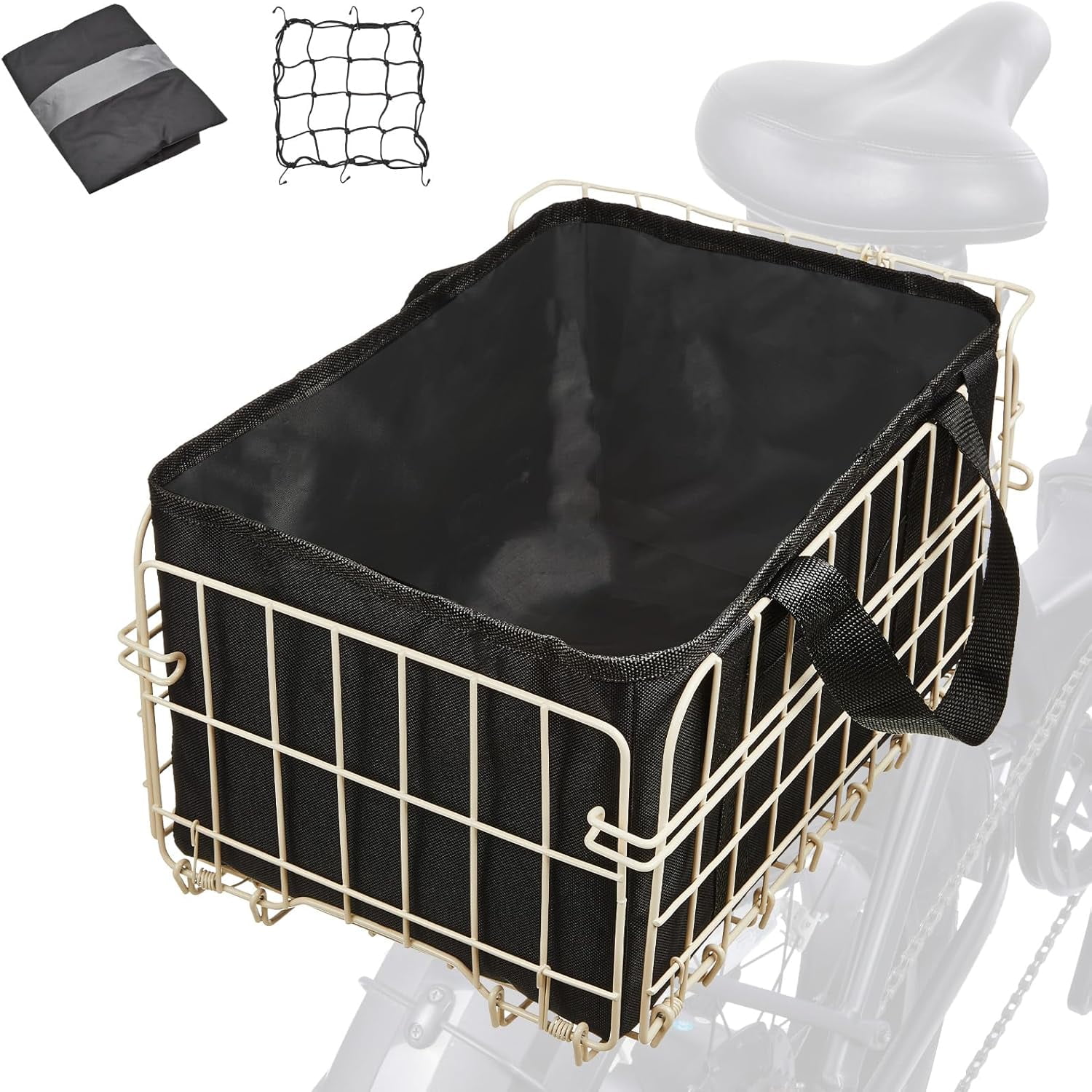 Bike Basket Front/Rear, Folding Bicycle Basket with Removable Liner Bag ...