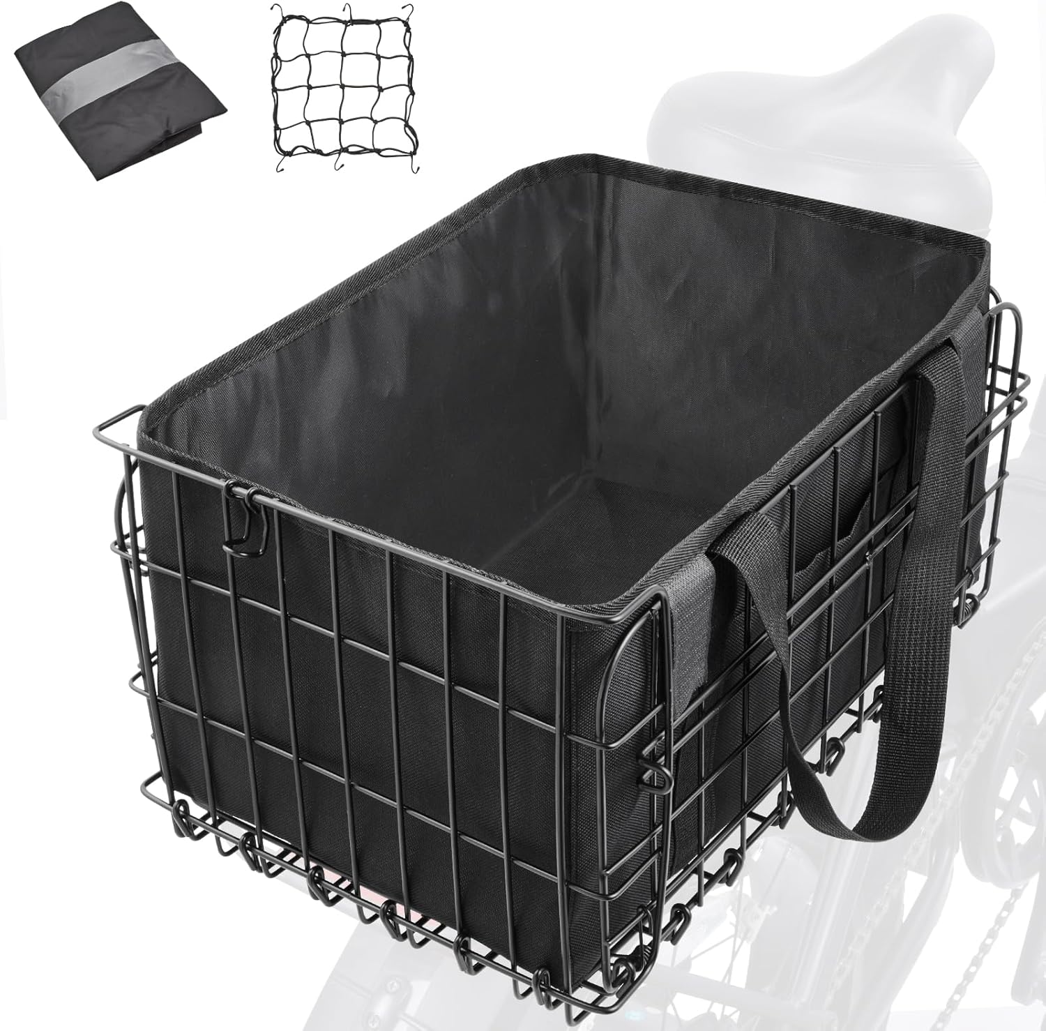 Bike Basket Front/Rear, Folding Bicycle Basket with Removable Liner Bag ...