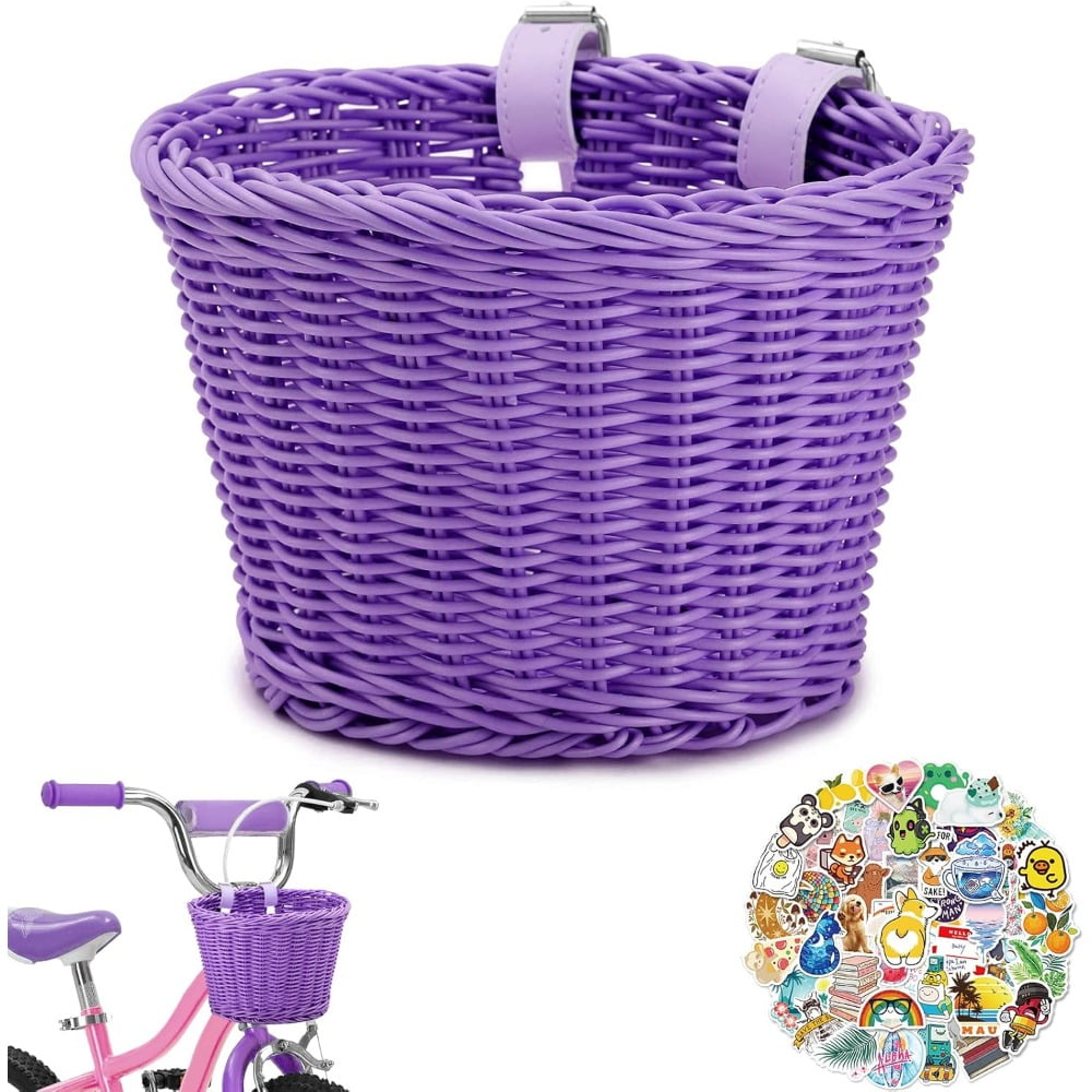 Bike Basket Kids Front,Premium Hand-Woven Rainbow Bicycle Basket,Cute ...