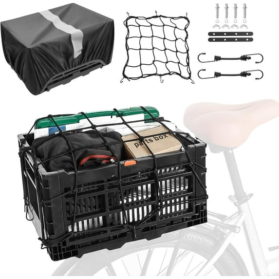 Bike Basket Rear, Folding Large Capacity Rear Bike Baskets, Collapsible ...