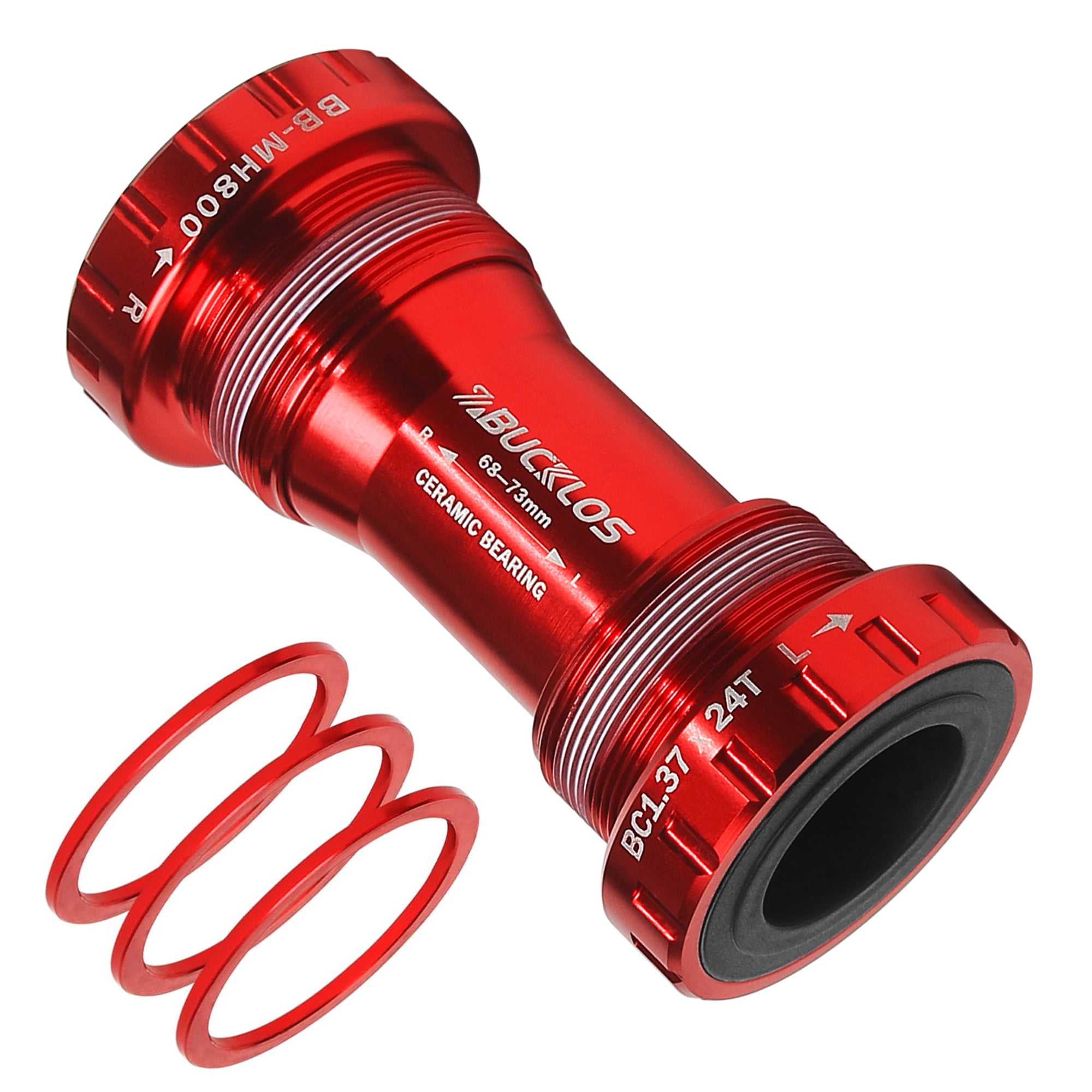 Bike Bottom Bracket 24mm BB68/73 BB86/92 Steel/Ceramic Bearing Black/Red Threaded Pressfit ...
