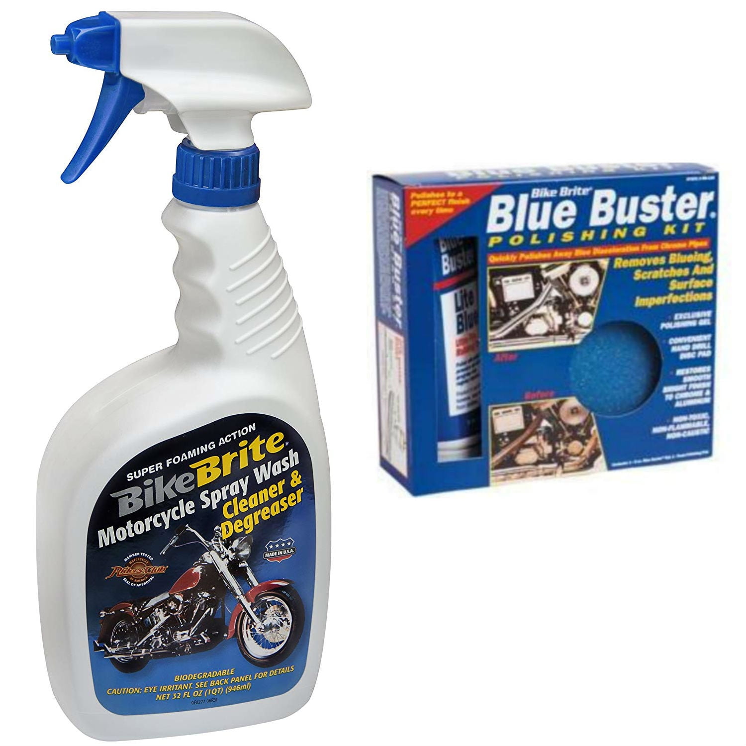 Bike Brite Blue/White Motorcycle Spray Wash Gift Pack - 32 fl. Oz and ...
