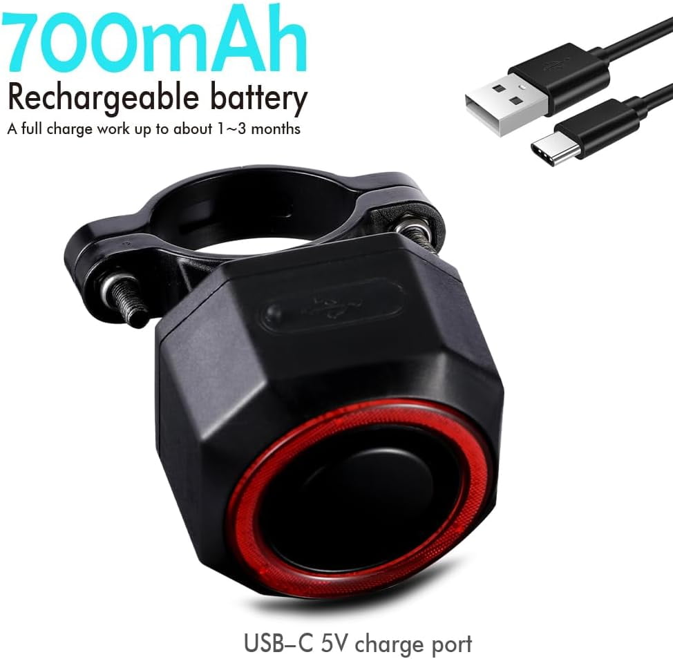 Bike Burglar Alarm with Tail Light, Anti Theft Vibration Triggered ...