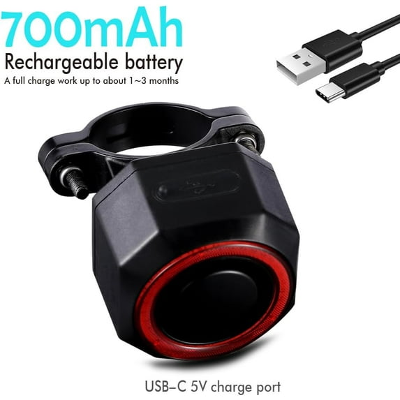 Bike Burglar Alarm with Tail Light, Anti Theft Vibration Triggered ...