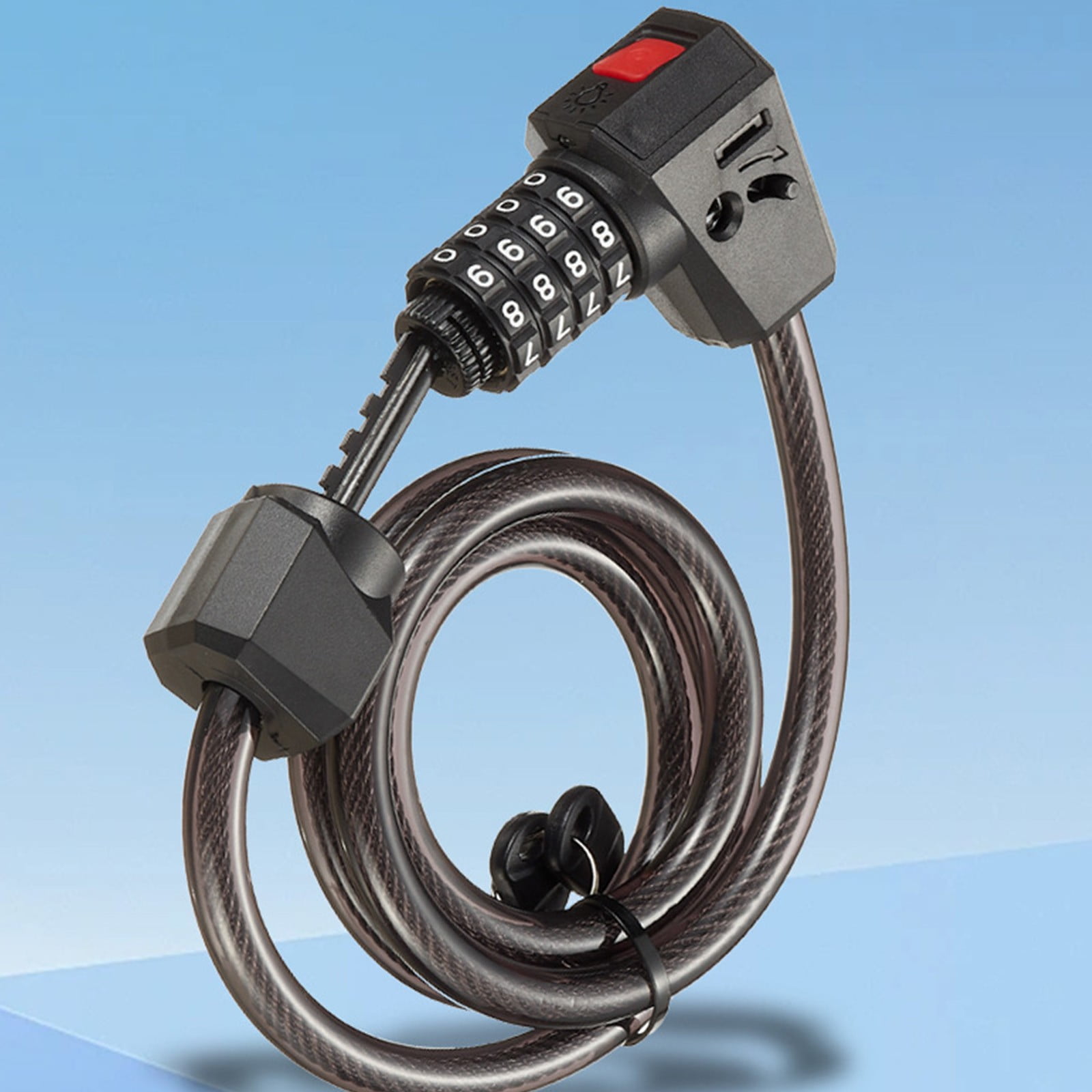 Bike Cable Lock 4 Digit Combination Bicycle Lock with 2pcs Keys - 4FT ...