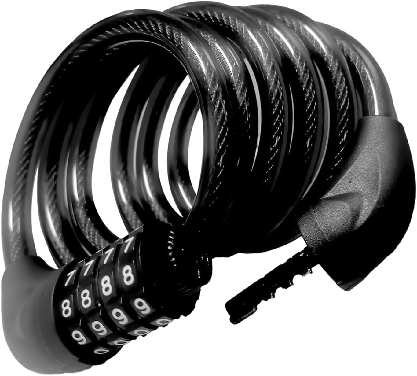 Bike Cable Lock 6FT Long, 4 Digit Resettable Combination Lock, Heavy Duty Steel Cable with ...