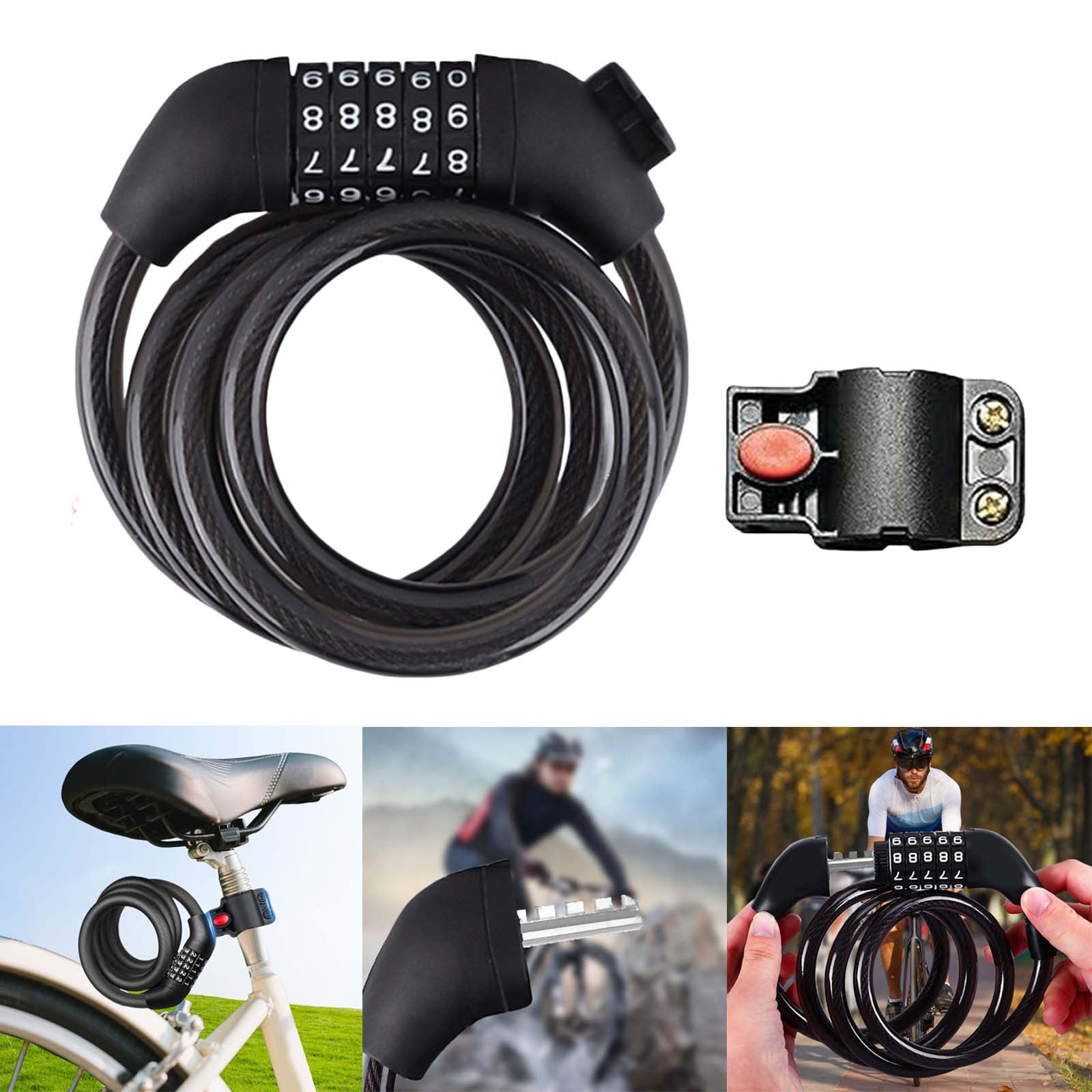 Bike Cable Lock Combination Lock, Heavy Duty Anti Theft 5 Digit ...