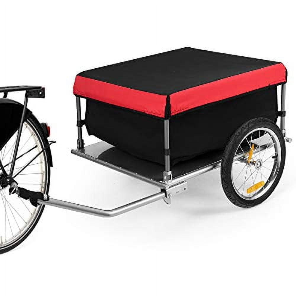 Bike Cargo Trailer, Folding Wagon Cart with 16'' Wheels & Waterproof ...