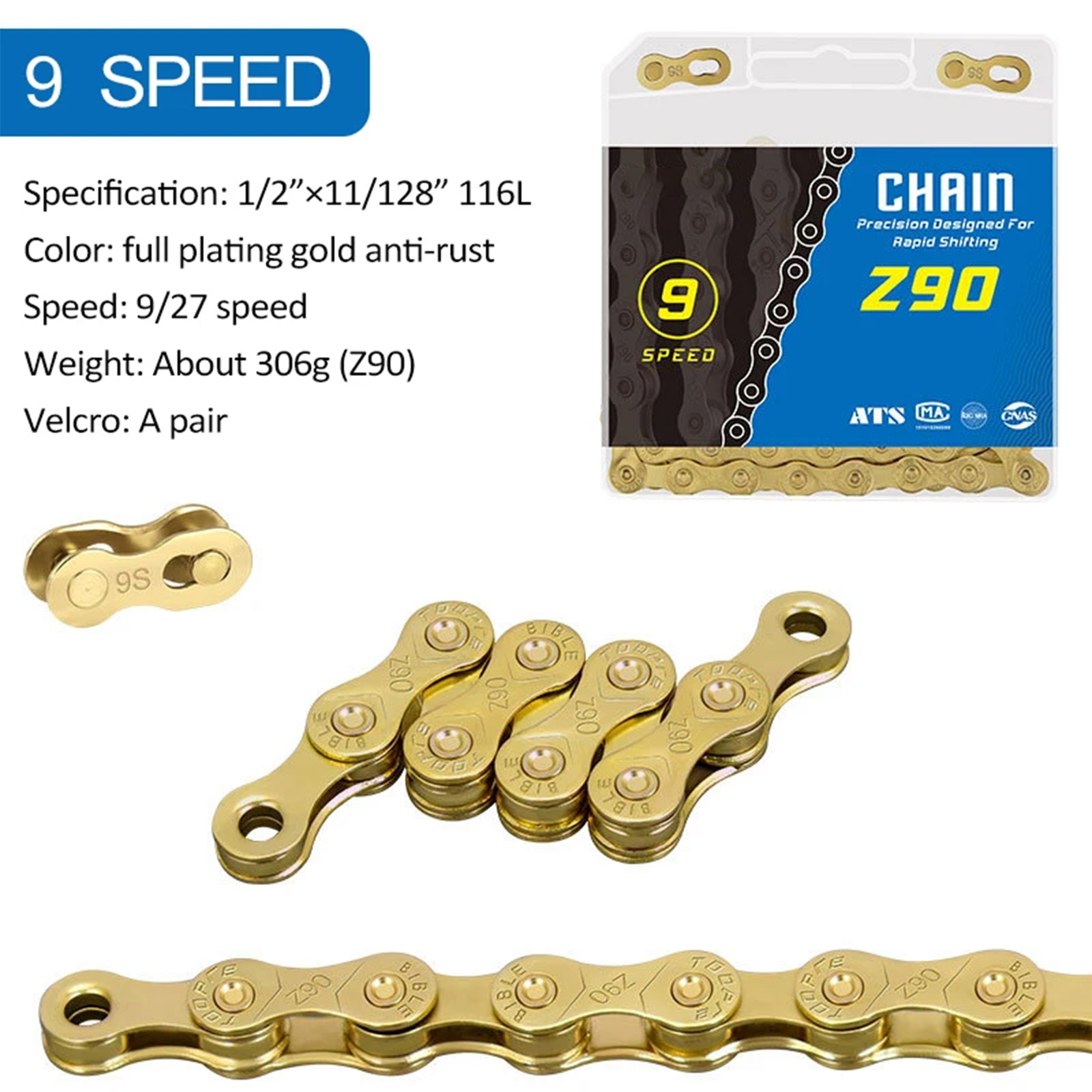 Bike Chain Kit Mountain Bicycle 9 Speed Bicycle Chain Full Plating Anti ...