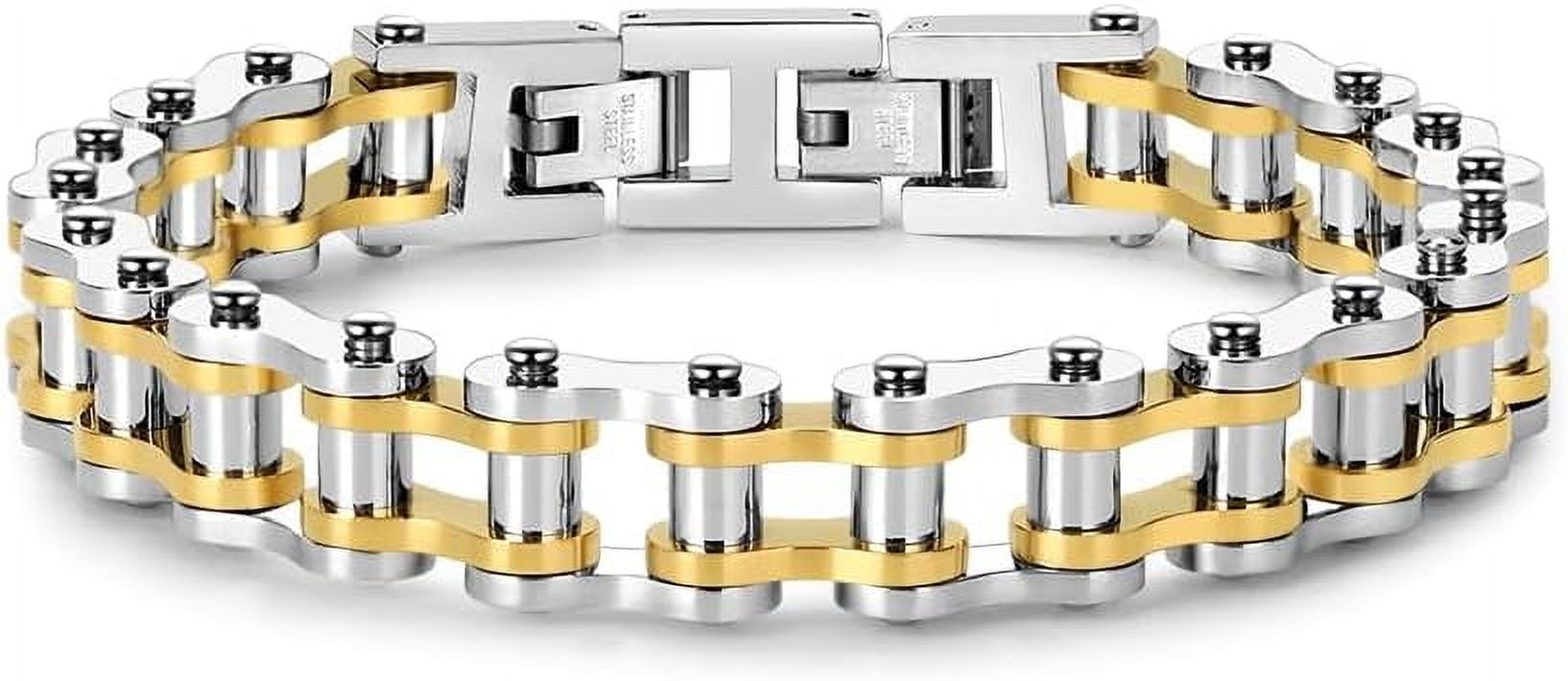 Bike Chain Link Bracelet, Stainless Steel Chain Bracelet for Men ...