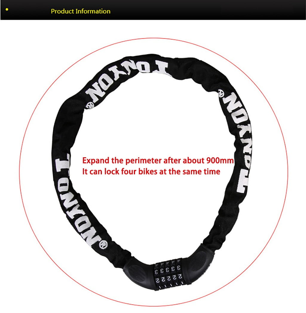 Bike Chain Lock Coiling 5-Digit Combination Lock for Keyless Top Peak ...