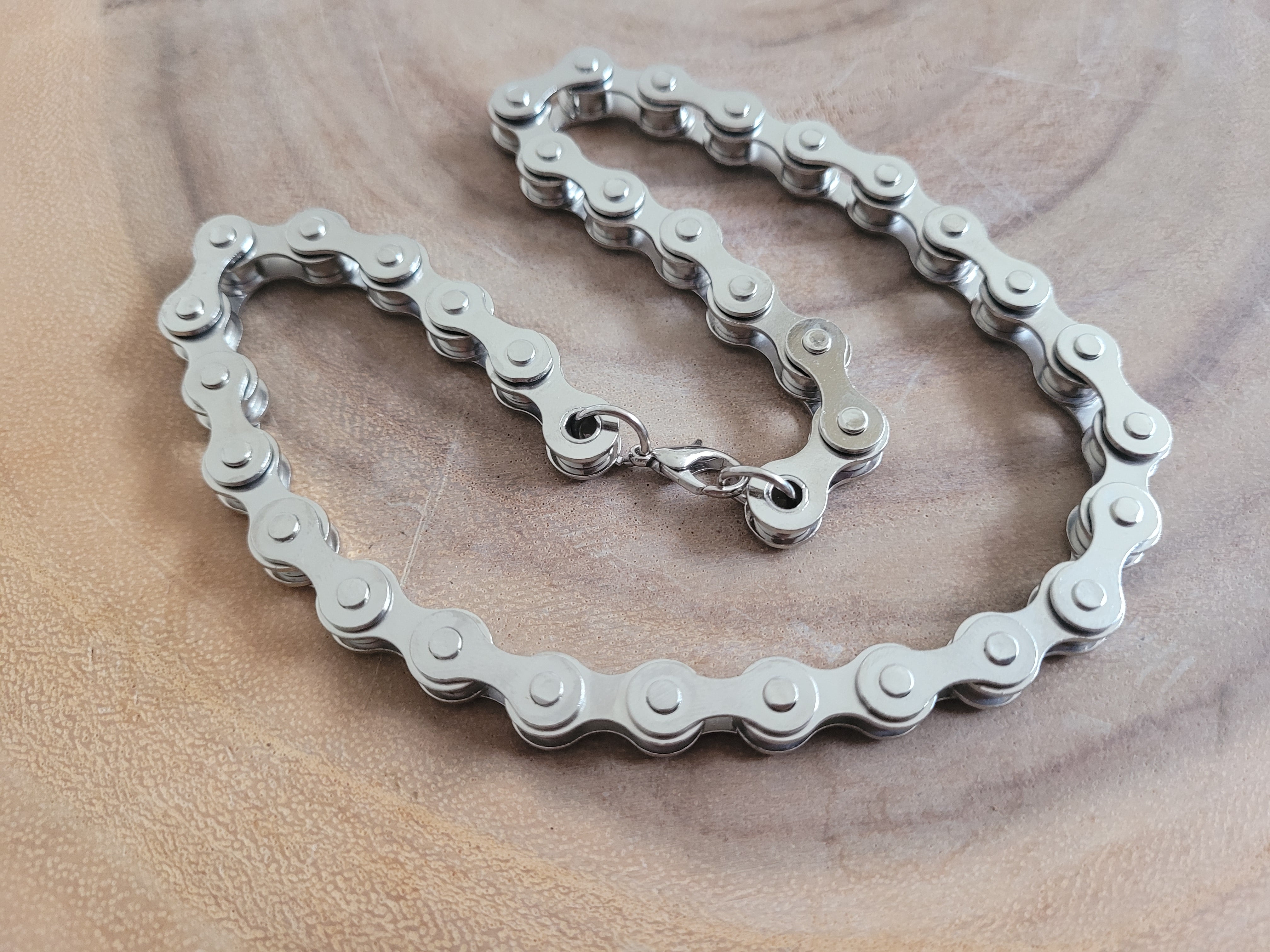 Mdream 18" Silver Finish Bike Chain Necklace, Punk Heavy Biker ...