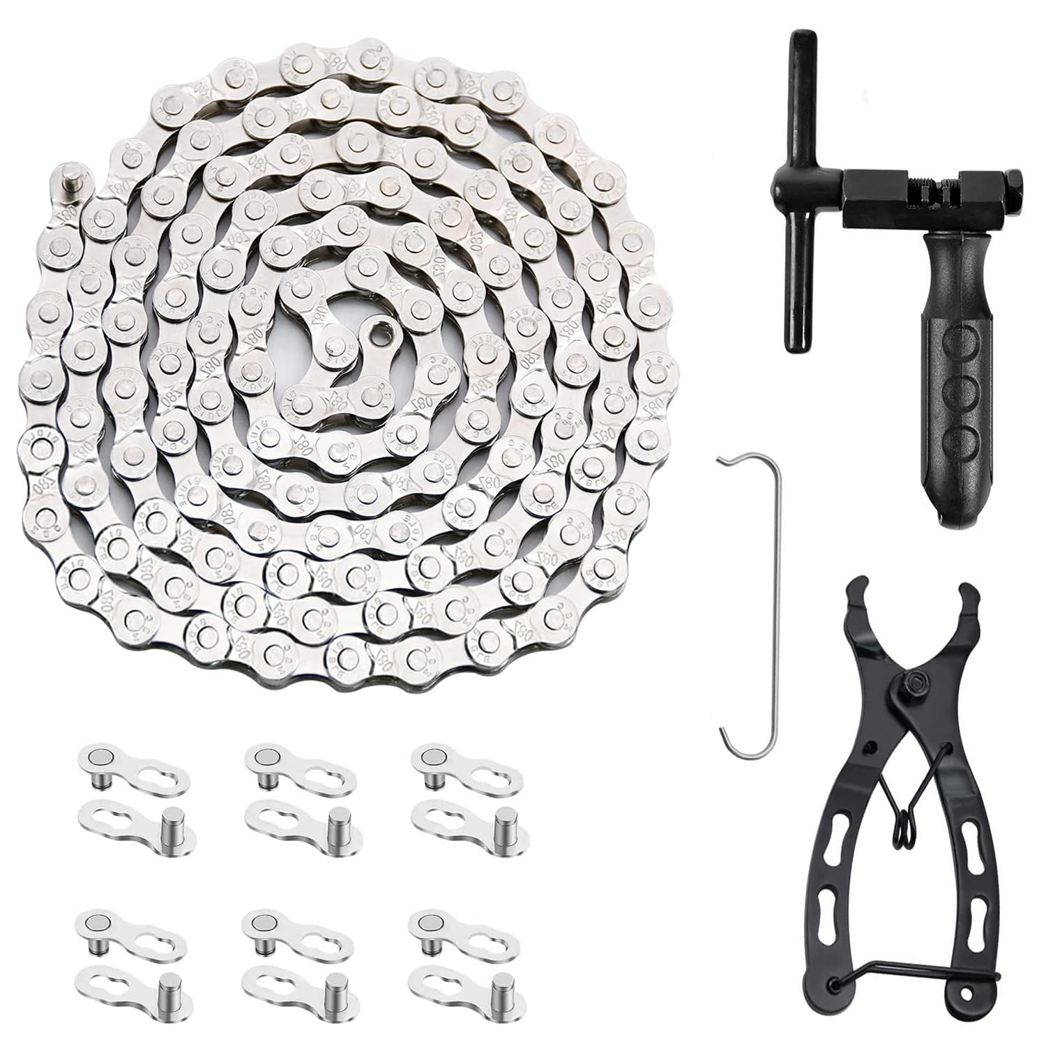 Bike Chain Repair Kit, Single 6/7/8 Speed Bike Chain, Bike Link Pliers ...
