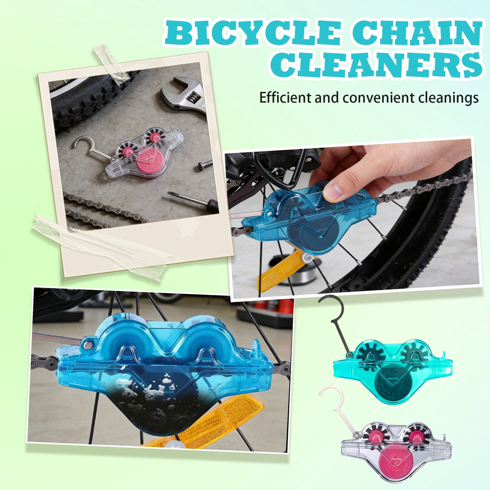 Bike Chain Scrubber Bicycle Chain Cleaner Tool with 3D Rotating Brushes ...