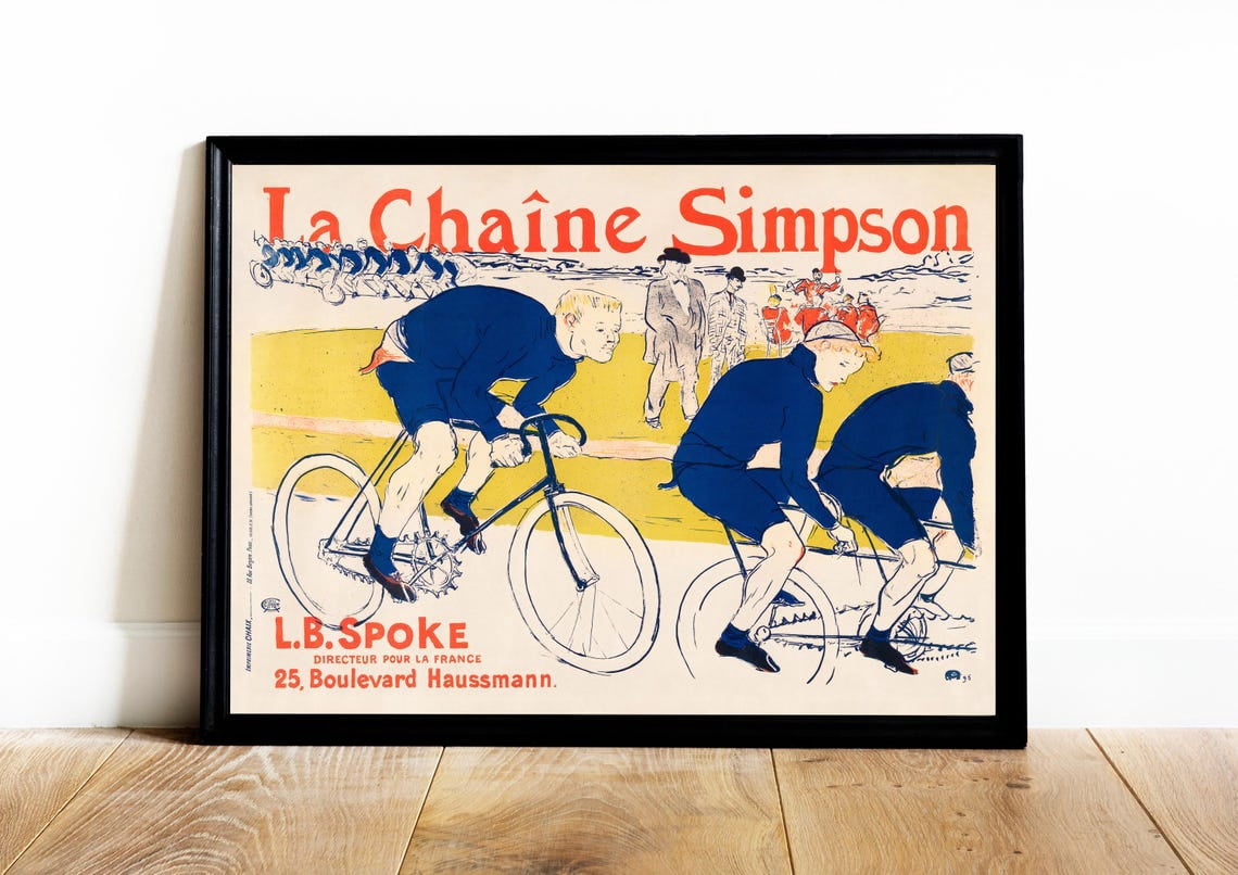 Bike Chain Vintage Ad Poster, Toulouse Lautrec Bicycle Wall Art ...
