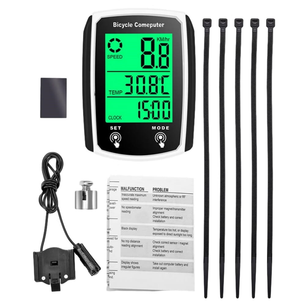 Bike Computer Wire Cycling Computer with LCD Backlights Display Screen ...