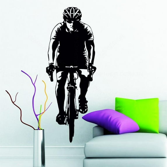 Bike Cyclist Bicycling Sports Gym Wall Art Stickers Decals Vinyl ...