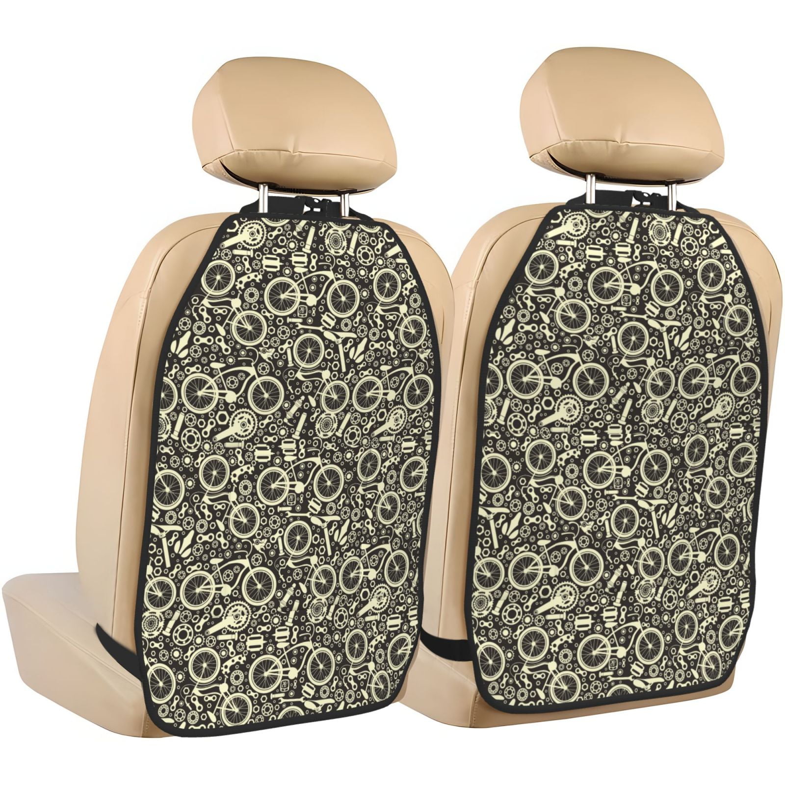 Bike Fancy Pattern Backseat Car Organizer, 2 Pack Kick Mats Back Seat ...