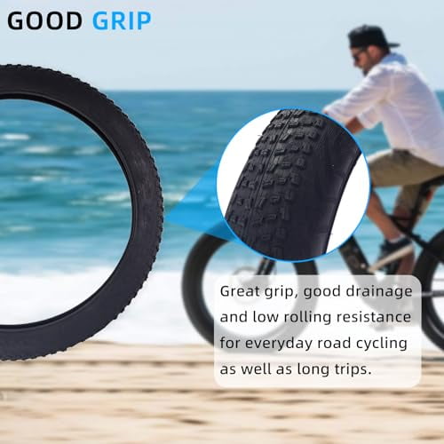 Bike Fat Tire with Inner Tube,24x4.0/26x4.0 Inch Heavy Duty Puncture Proof Bike Tires Set ...