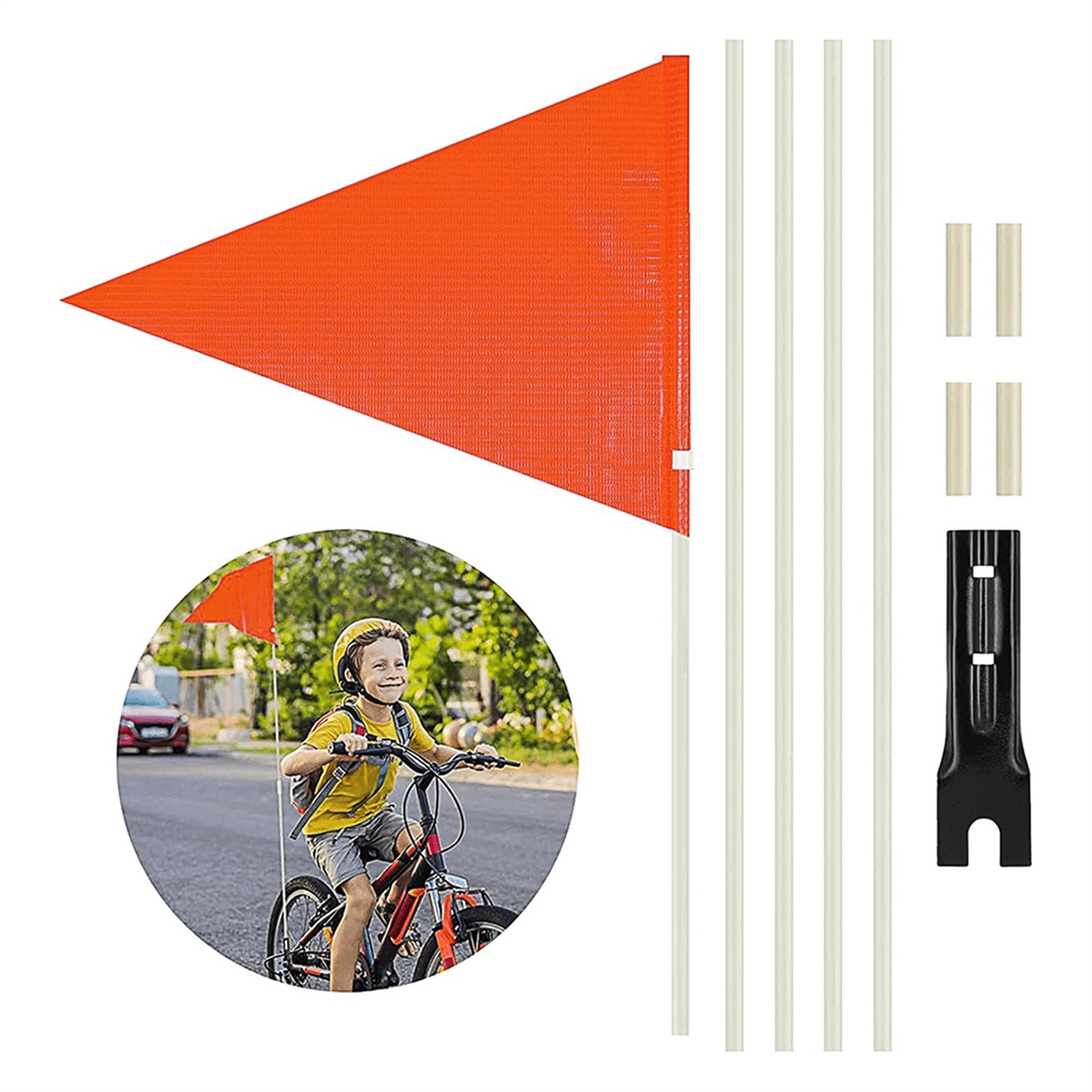 Bike Flag with Pole Reflective Bike Trailer Flag with Bicycle Mounting ...